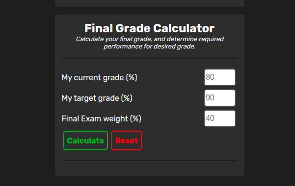 Final Grade Calculator – Neal Fun
